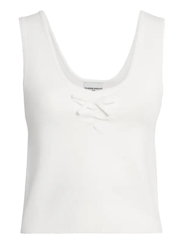 Claudie Pierlot Knit Tank Top With Bow Detail - White