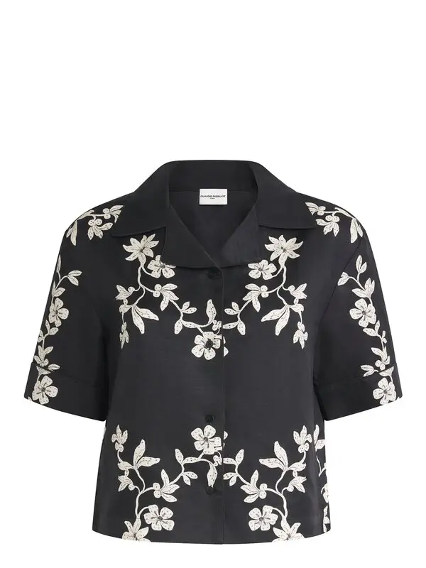 Claudie Pierlot Cropped Floral Shirt - Black