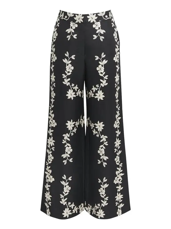 Claudie Pierlot Floral Wide-leg Trousers - Black