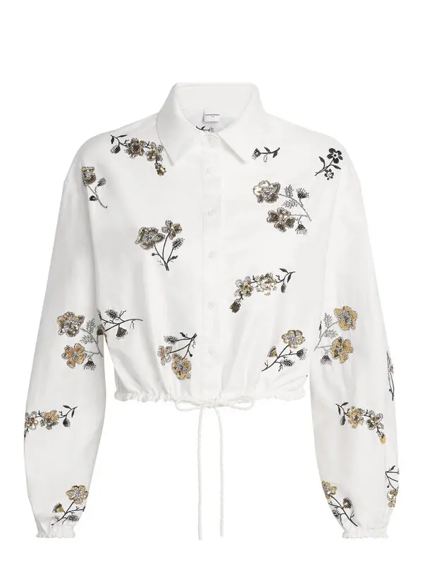 Claudie Pierlot Floral Embellished Cotton Shirt - White
