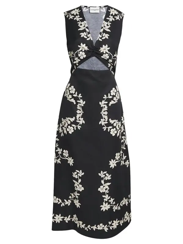 Claudie Pierlot Floral Cut-out Midi Dress - Black