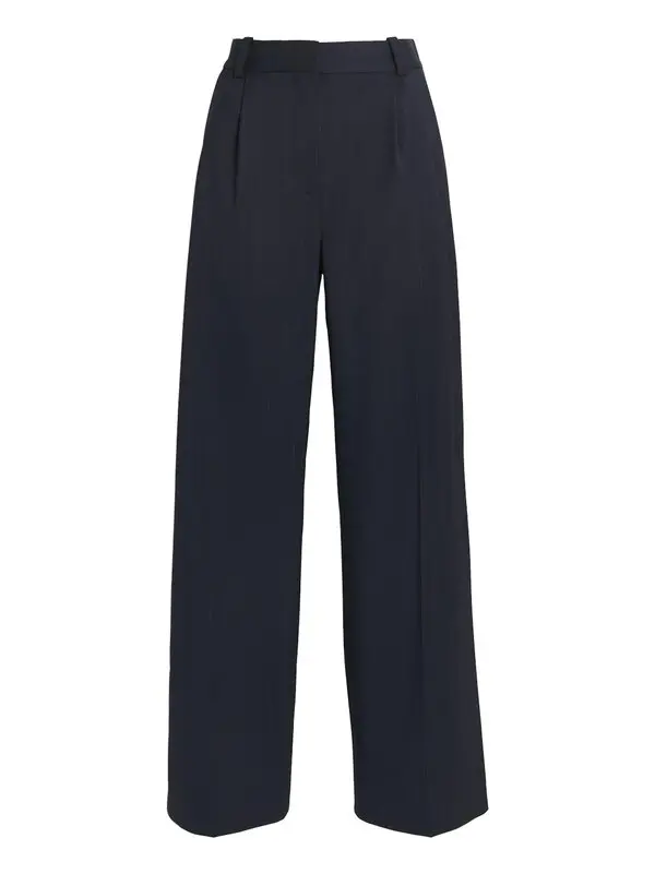Maje Wool-blend Pinstripe Wide-leg Trousers - Blue