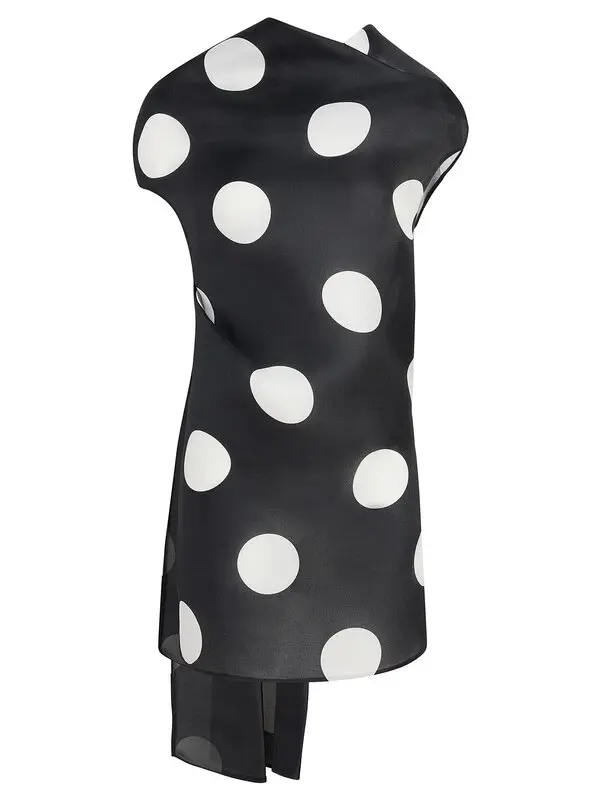 Khaite Tatia Dotted Scarf Dress - Large Dot Black