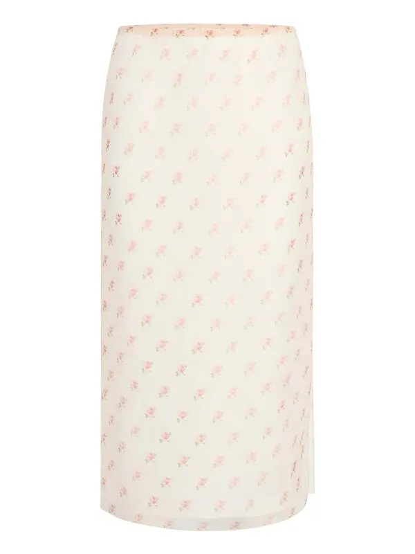 Khaite Syndi Printed Silk Organza Skirt - Soft Pink
