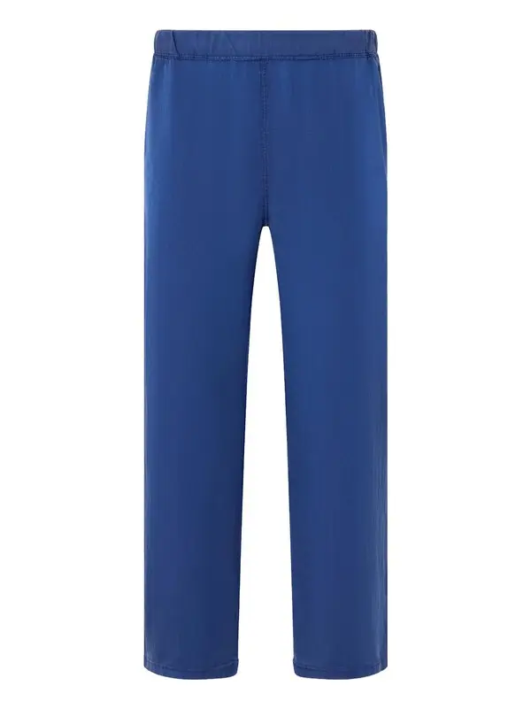 REMI RELIEF Straight-leg Silk And Cotton-blend Trousers - Blue