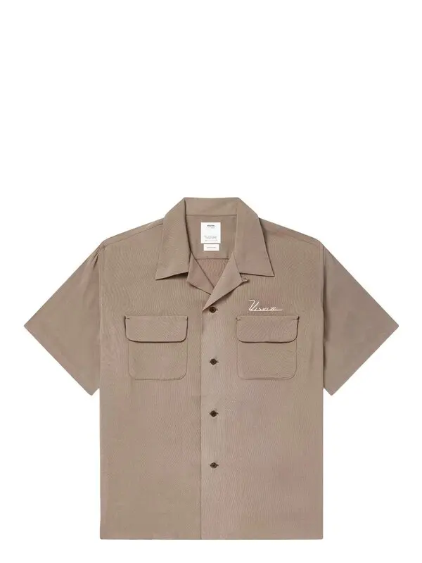 Visvim Judo Convertible-collar Logo-embroidered Woven Shirt - Brown