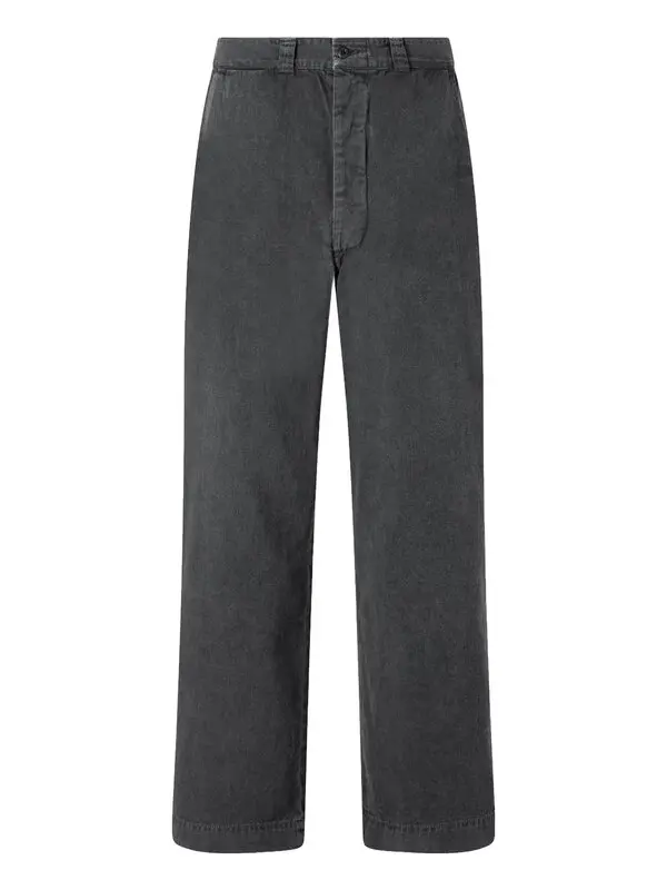 REMI RELIEF Straight-leg Cotton-twill Trousers - Black