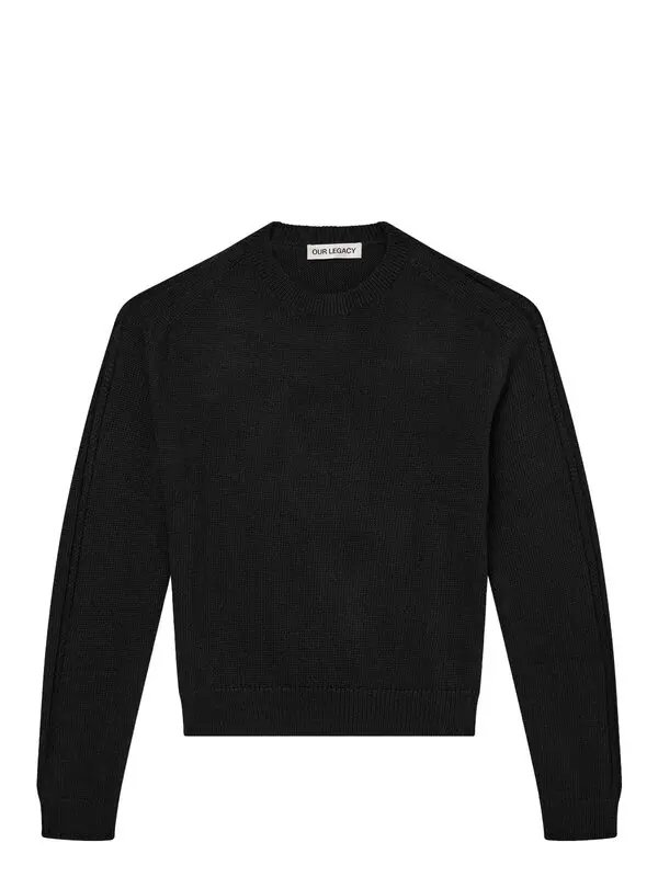 Our Legacy Knitted Cotton Crewneck Sweater - Black