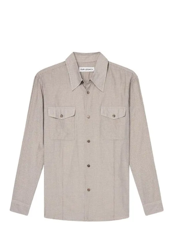 Our Legacy Plough Checked Cotton And Silk-blend Shirt - Brown