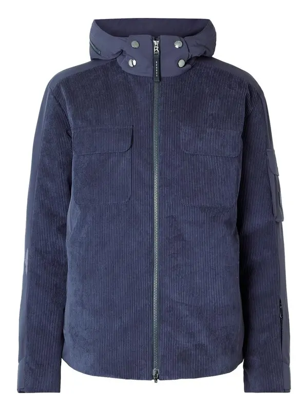 Bogner Quilted Corduroy Hooded Ski Jacket - Blue
