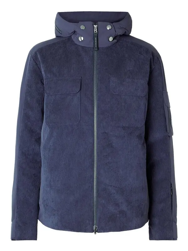 Bogner Quilted Corduroy Hooded Ski Jacket - Navy