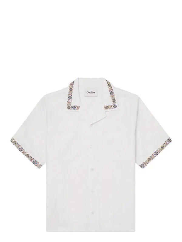 CORRIDOR Harmony Camp-collar Embroidered Linen And Cotton-blend Shirt - White