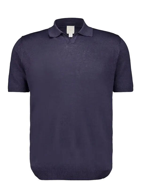 120% Lino Short-sleeve Knit Jumper - Blue