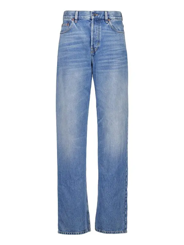 Gucci Light Wash Denim Pant With Label - Blue
