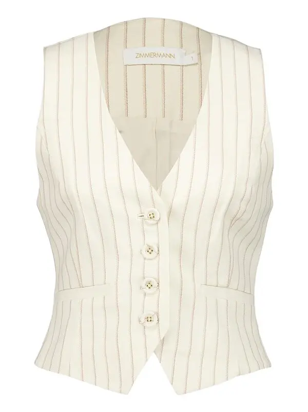 Zimmermann Pinstripe Linen Waistcoat - Cream