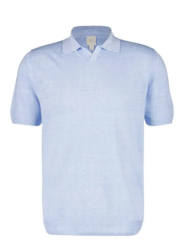 120% Lino Short-sleeve Knit Jumper - Blue
