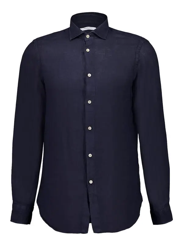Boglioli Navy Regular-fit Linen Shirt - Blue