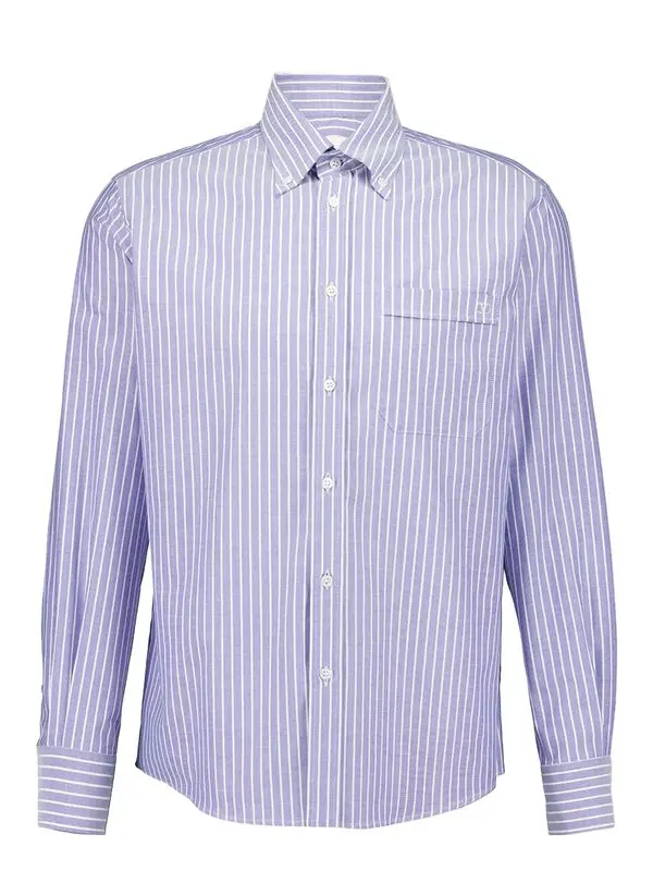 Valentino Garavani Vlogo Embroidered Cotton Shirt - Blue