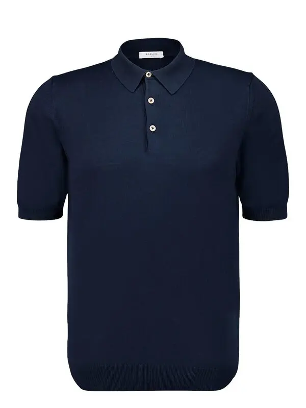Boglioli Navy Regular-fit Cotton Polo - Blue