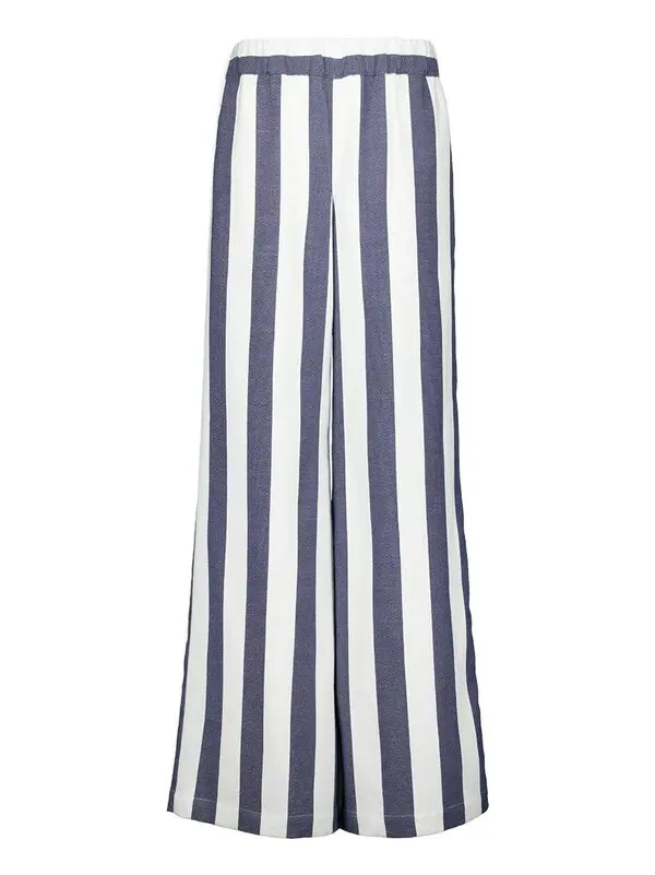 PAULA Hand-woven Striped Wide-leg Pants - Blue