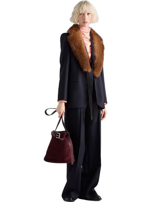 Prada Virgin Wool Single-breasted Blazer - Blue