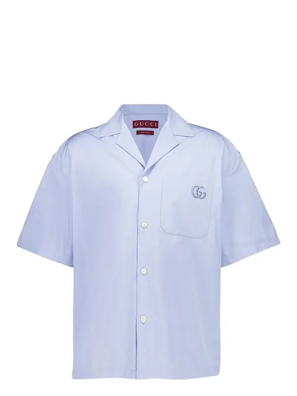 Gucci Light Cotton Poplin Shirt With Embroidery - Blue
