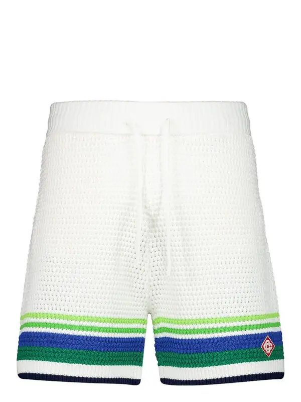 Casablanca Knit Stripe Hem Shorts - Blue