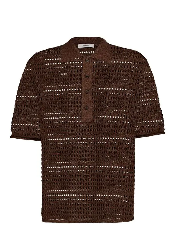 Commas Open-knit Chocolate Polo - Cream