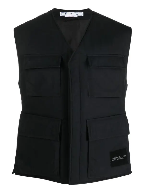 Off-White Utility Wave Tag Padded Vest - Black