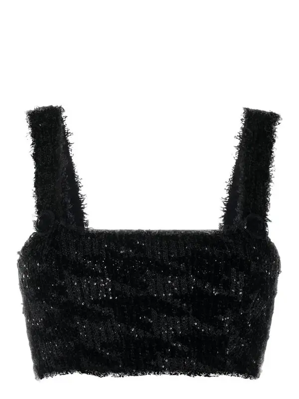 Balmain Tweed Crop Top - Black