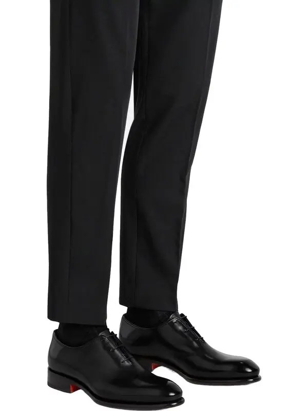 Santoni Polished Leather Oxford Shoes - Black