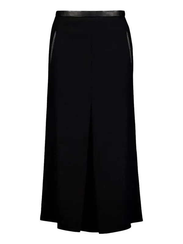 Saint Laurent Midi Skirt In Wool Jersey - Black