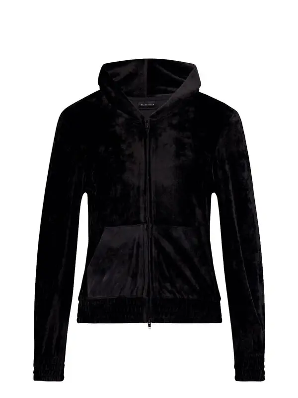 Balenciaga Bb Paris Strass Fitted Zip-up Hoodie - Black