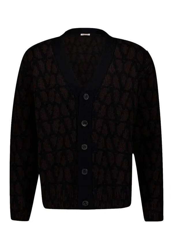 Valentino Garavani Toile Iconographe Wool Cardigan - Black