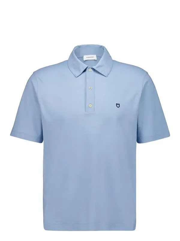 FERRAGAMO Cotton Jersey Polo Shirt - Blue