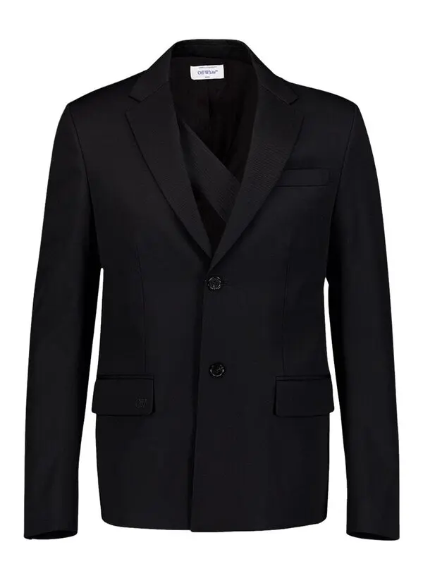 Off-White Single-breasted Wool Blazer - Black