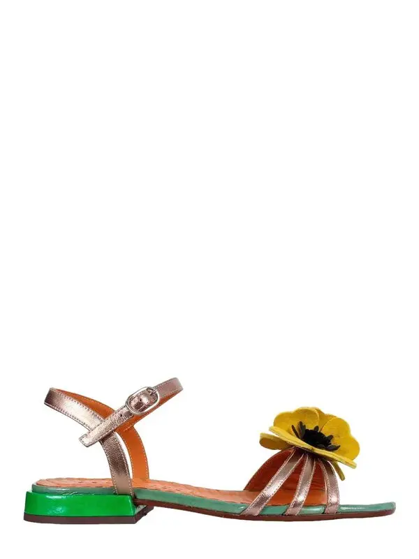 Chie Mihara Flower Appliqué Sandals - Silver