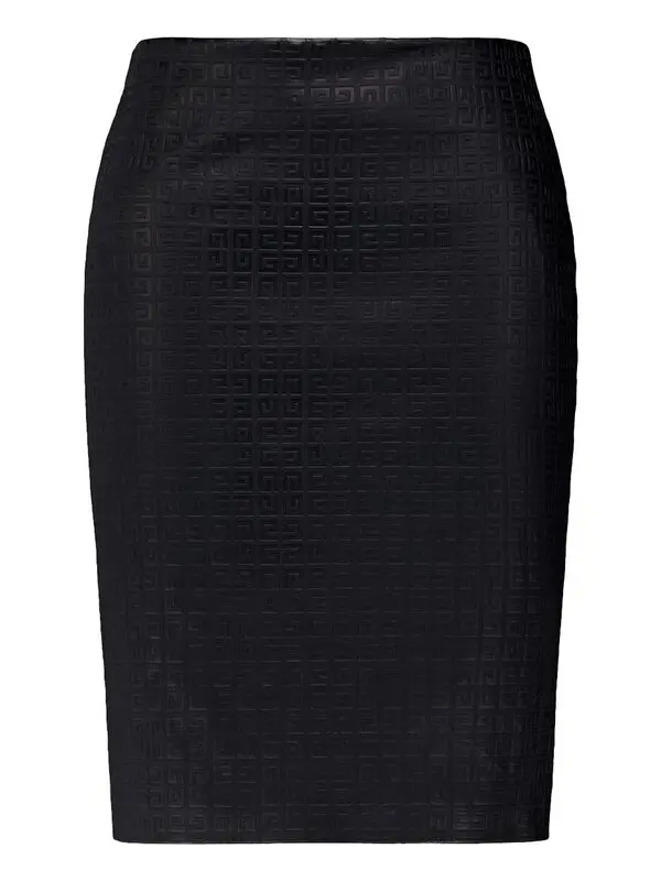 Givenchy 4g Embossed Leather Midi Skirt - Black