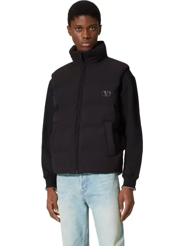 Valentino Garavani Vlogo Nylon Hooded Waistcoat - Black