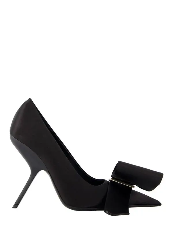 FERRAGAMO Erica Bow-detailed Satin Pumps - Black