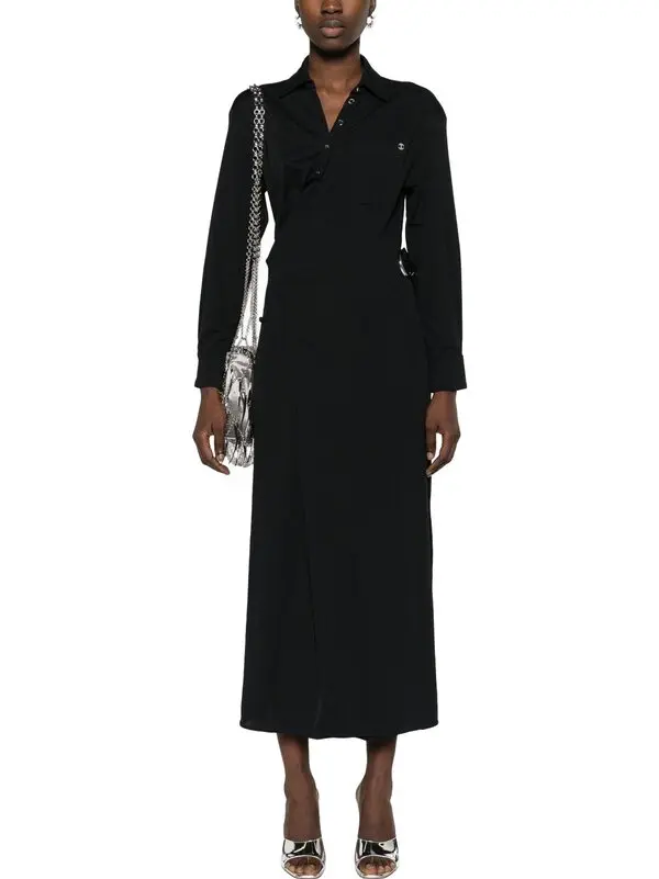 Rabanne Ruched Midi Wrap Dress - Black
