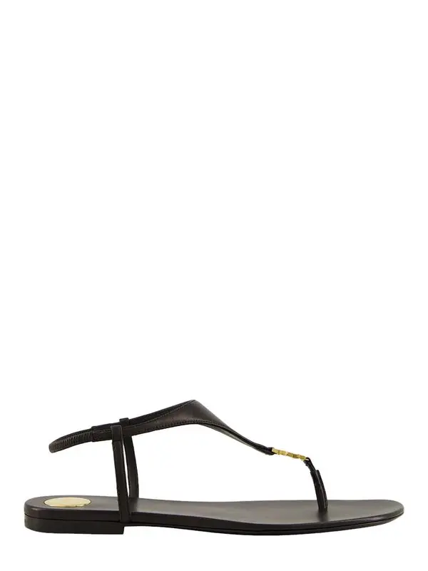 Saint Laurent Cassandra Sandals In Smooth Leather - Black