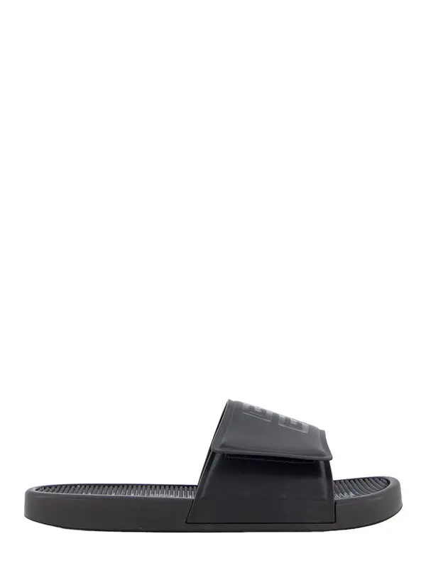Givenchy Synthetic Leather Slide Sandals - Black