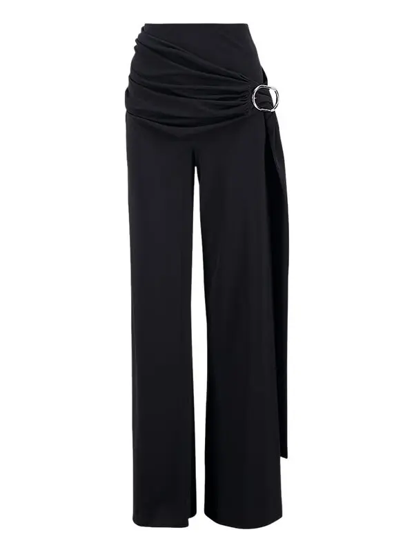 Rabanne Wraparound Palazzo Trousers - Black
