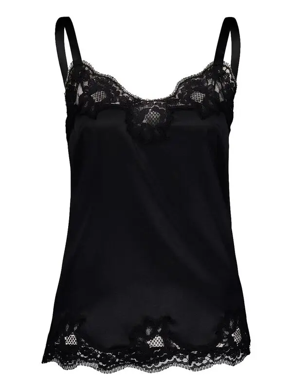 Dolce & Gabbana Lace-trim Silk Top - Black