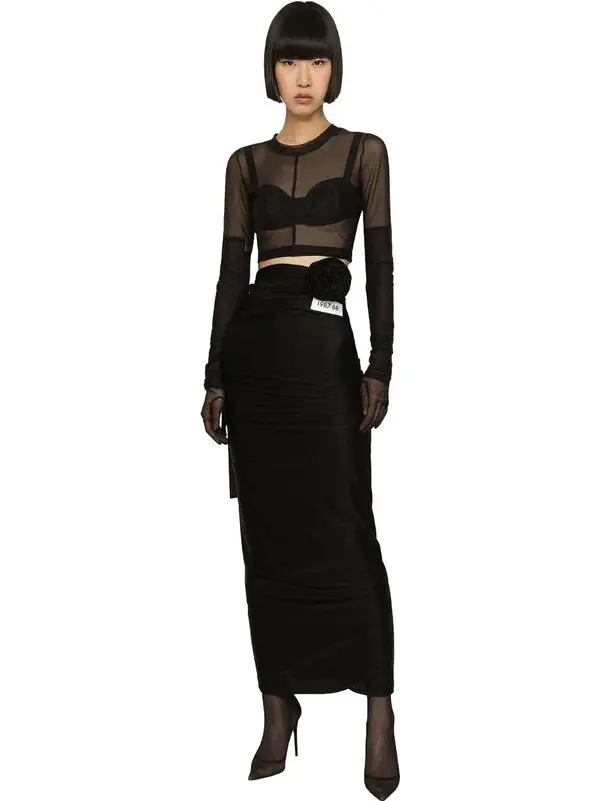 Dolce & Gabbana Belted Jersey Skirt - Black