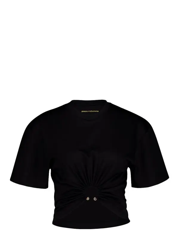 Rabanne Jersey T-shirt With Ring Detail - Black