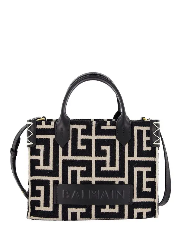 Balmain B-army Monogrammed Jacquard Tote Bag - Black