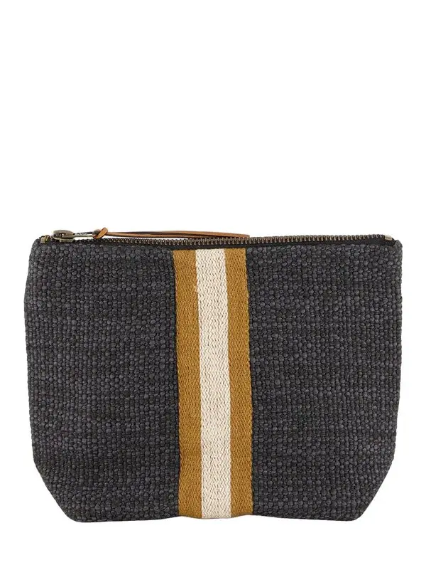 Libeco Striped Linen-wool Pouch - Black