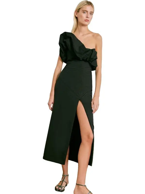 Johanna Ortiz Noche Habanera Ruffled Gown - Black